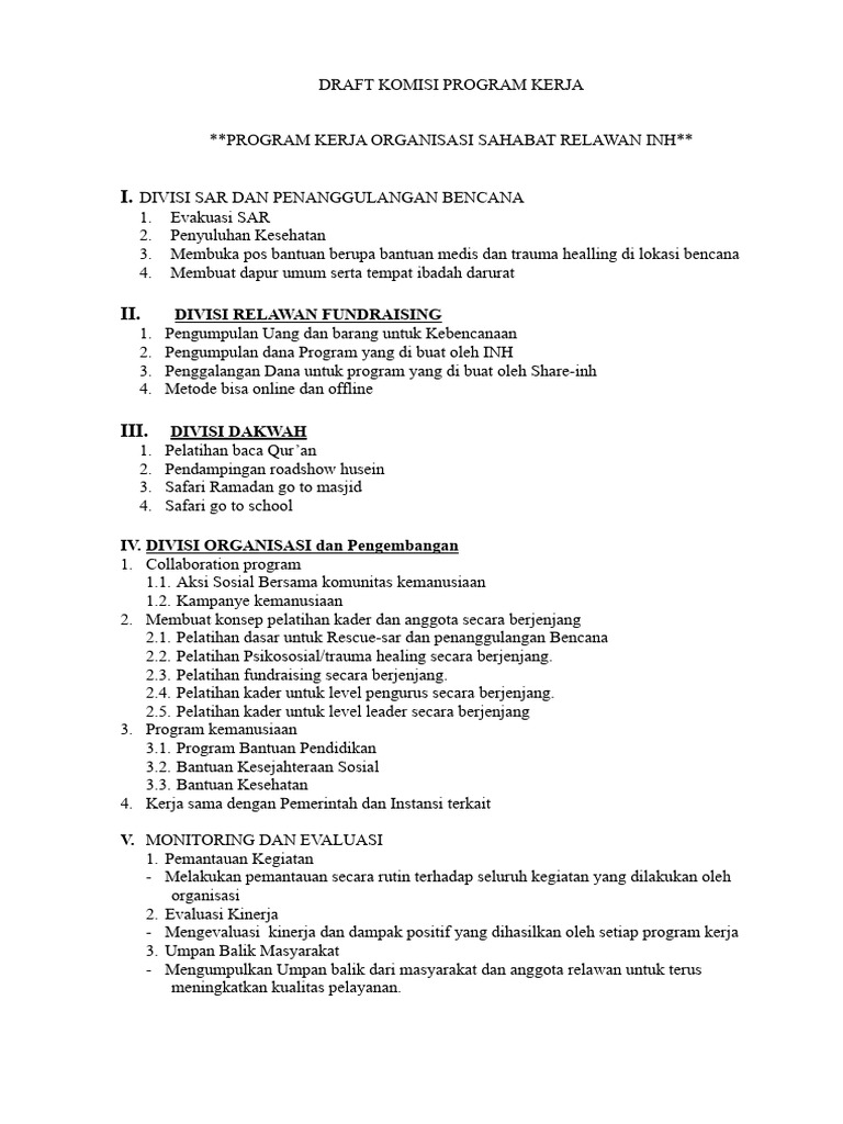 Draft Komisi Program Kerja | PDF