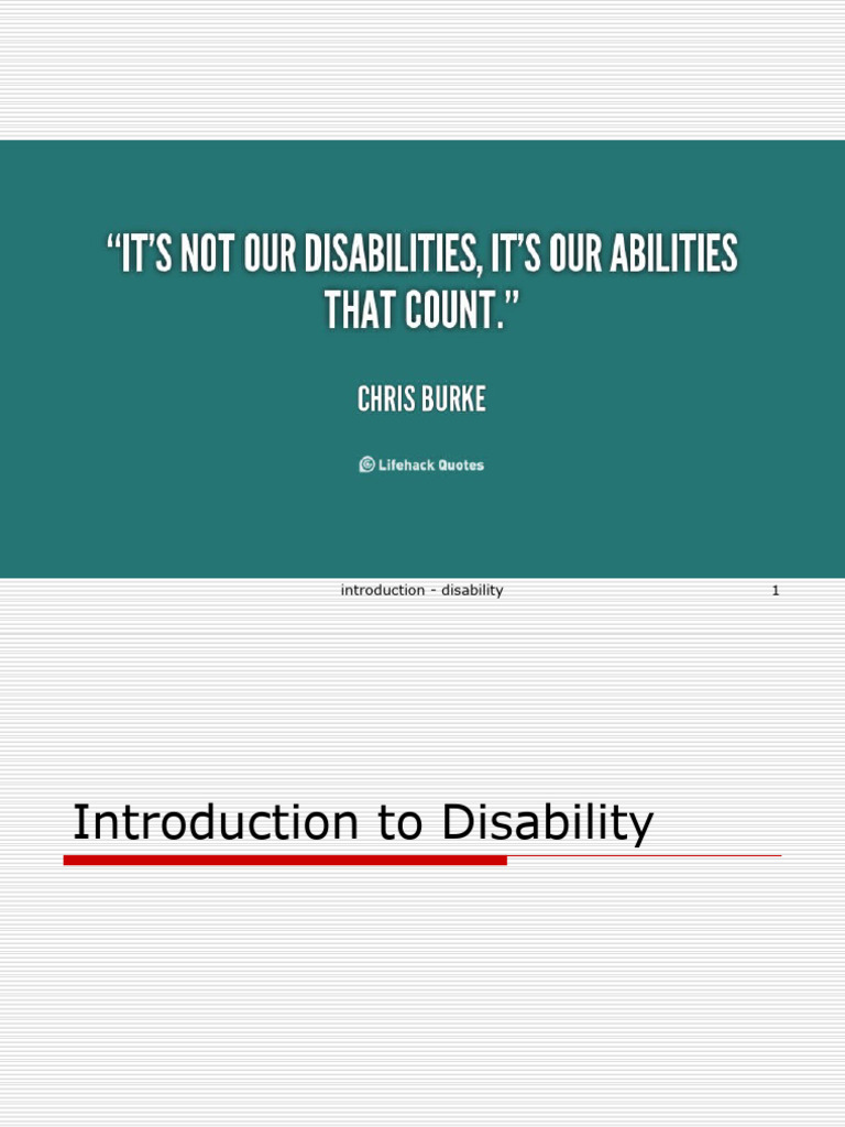 2.introduction To Disability | PDF | Disability | Social Stigma