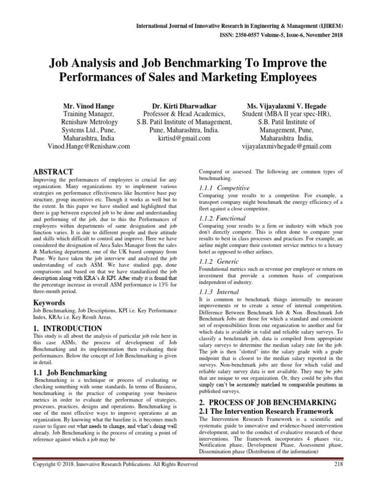 7 - Job Analysis and Job Benchmarking To Improve The Performances of ...