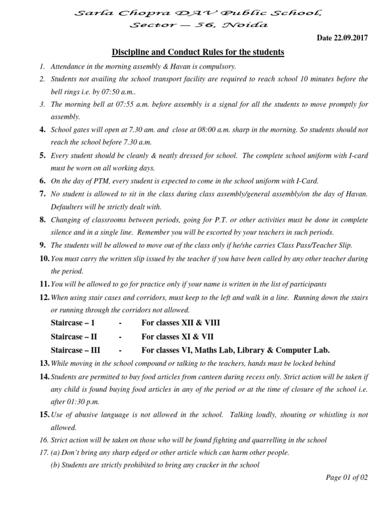 Discipline and Conduct Rules For The Students | PDF