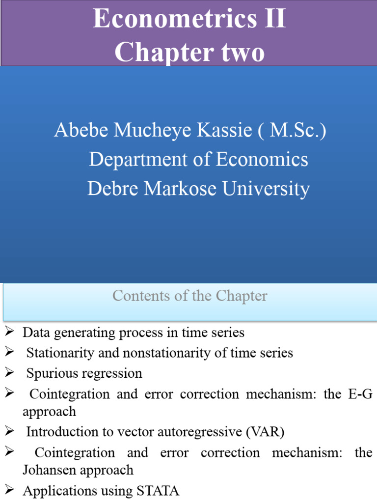 Econometrics II CH 2 | PDF | Time Series | Stochastic Process