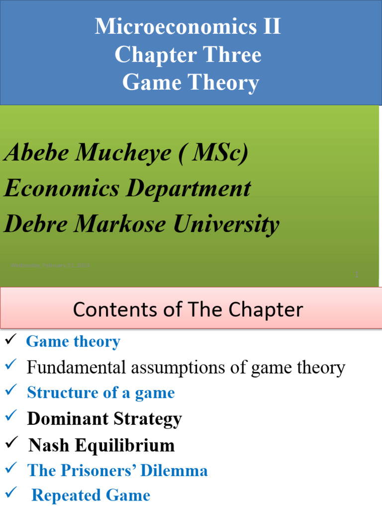 Microeconomics II | PDF | Game Theory | Profit (Economics)