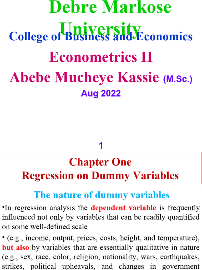 Econometrics II CH 1 | PDF | Logistic Regression | Regression Analysis