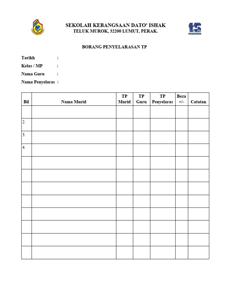 Borang Penyelarasan TP PBD | PDF