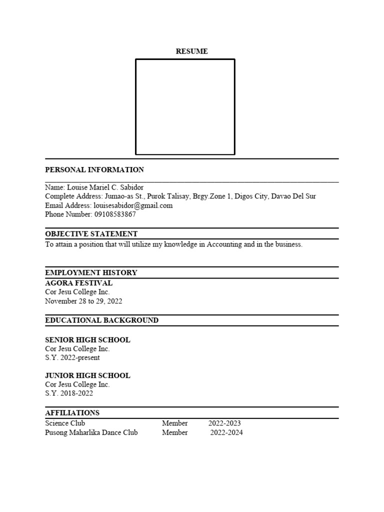 Mariel Resume and Application Letter 2 | PDF | Business