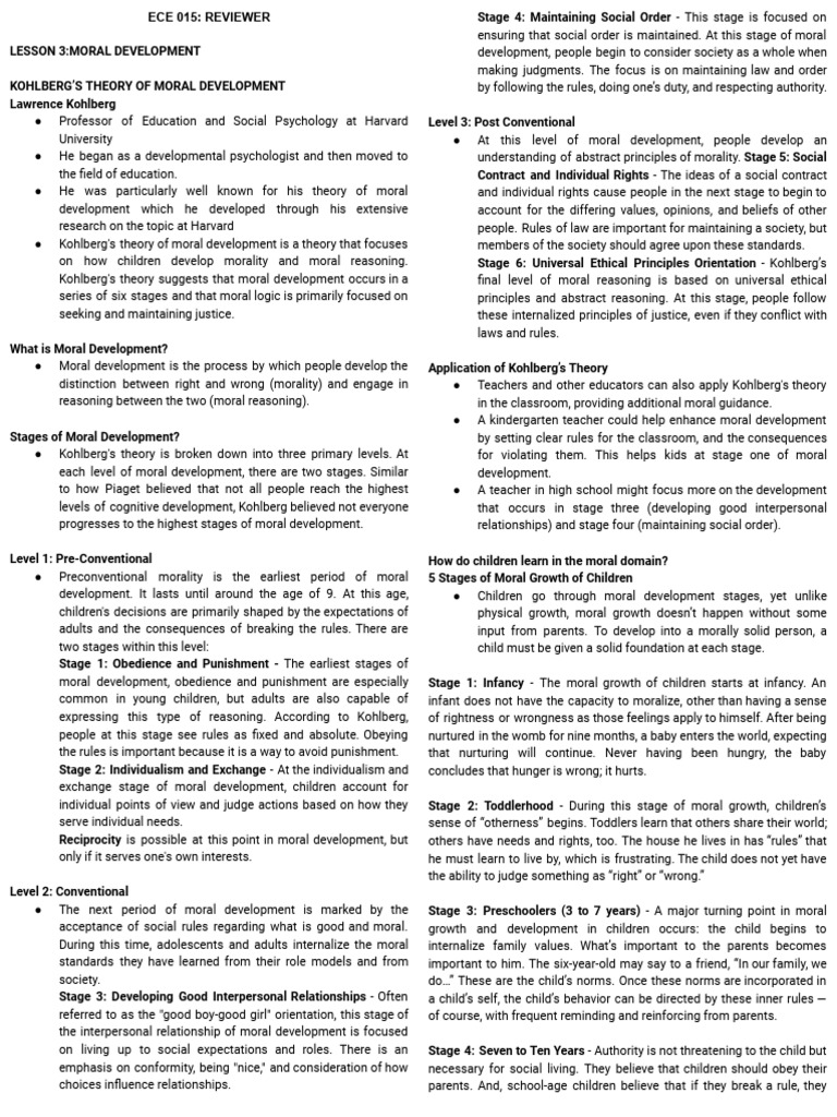 Ece 015 - Moral Development | Download Free PDF | Morality ...