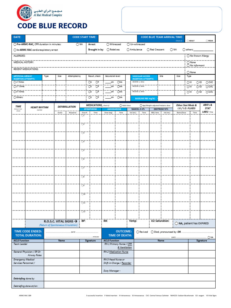 ARMC-RAC-MSP - Code Blue Attachment 7.1 | PDF | Cardiopulmonary ...