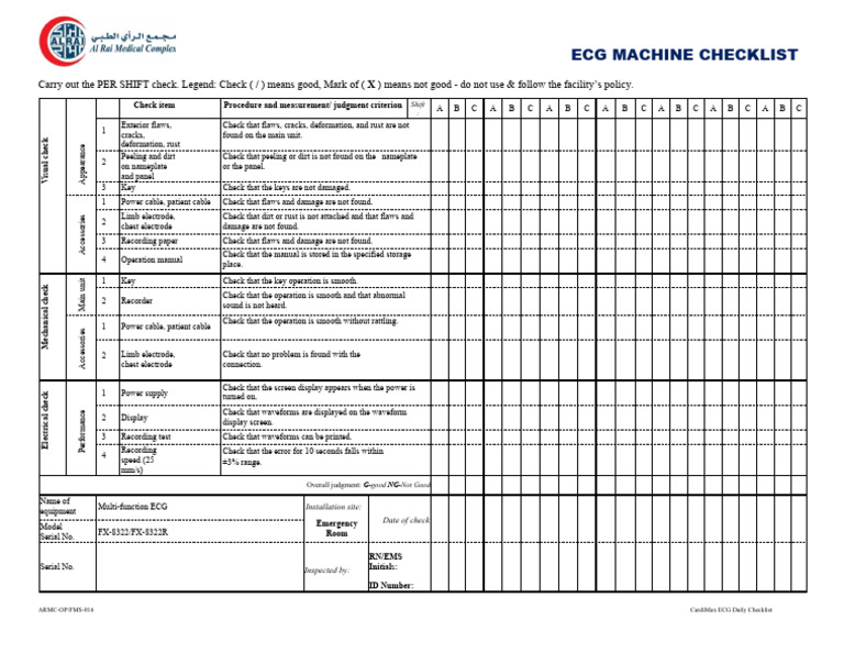 Ecg Checklist | Download Free PDF | Electrocardiography | Manufactured ...