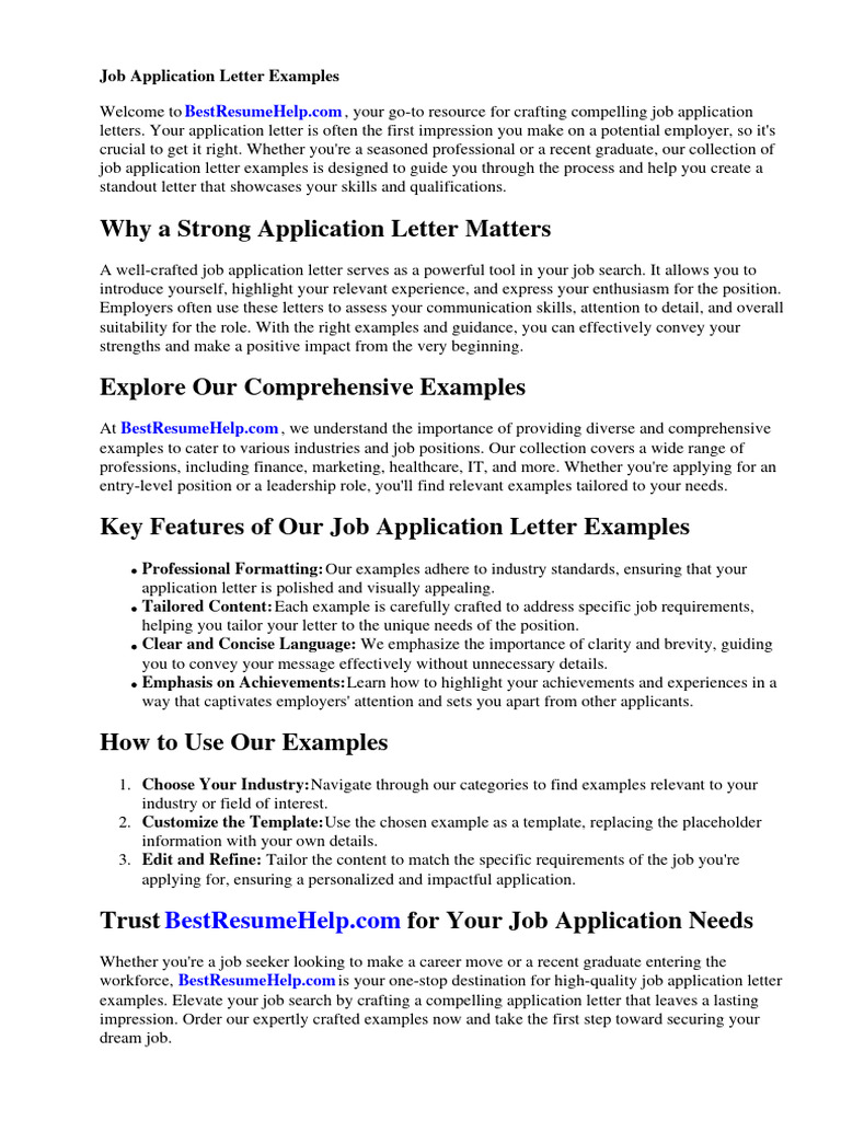 Job Application Letter Examples | PDF | Résumé | Employment