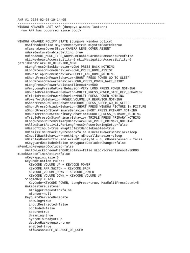 Dumpsys ANR WindowManager | PDF | Operating System Families | Mobile Computers