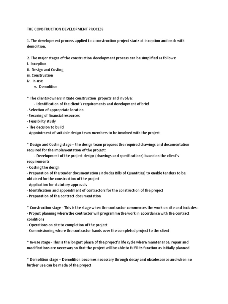 The Construction Development Process | PDF | Architect | General Contractor