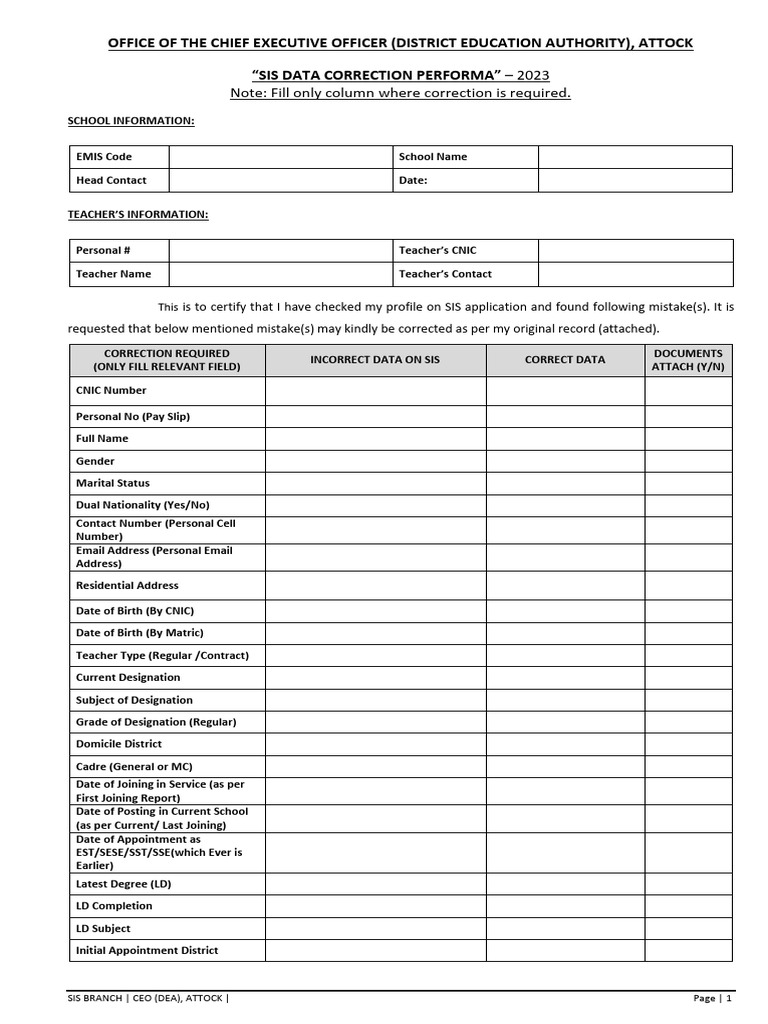 School Education Employee Data Form | PDF | Computing