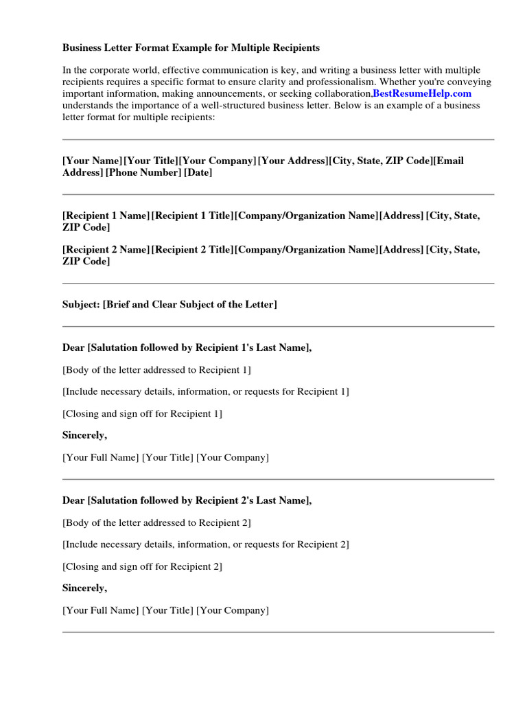 Business Letter Format Example Multiple Recipients | PDF | Résumé ...