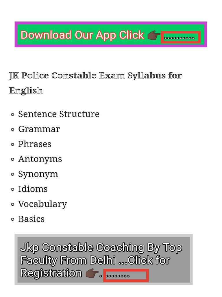 JKP Constable Syllabus (Cognitive Academy) | PDF