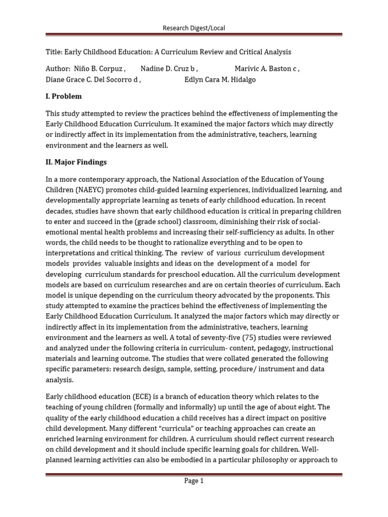 Local Research Final | Download Free PDF | Early Childhood Education ...