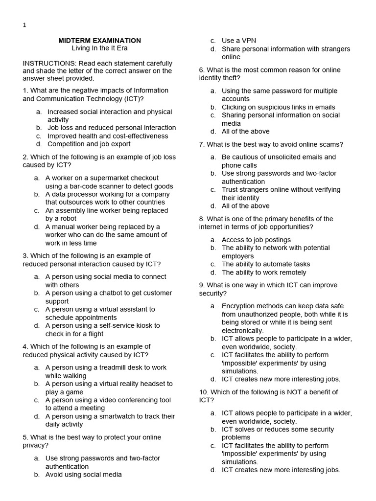Midterm Examination 1a | PDF | Websites | World Wide Web