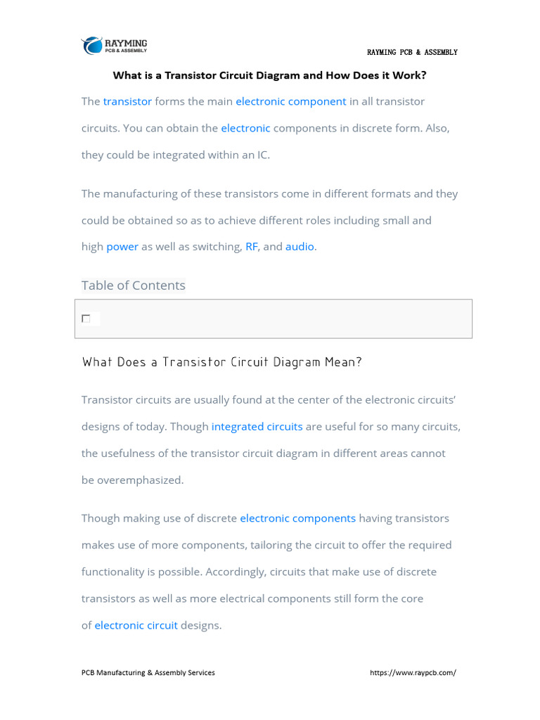What Is A Transistor Circuit Diagram and How Does It Work | PDF | Field ...