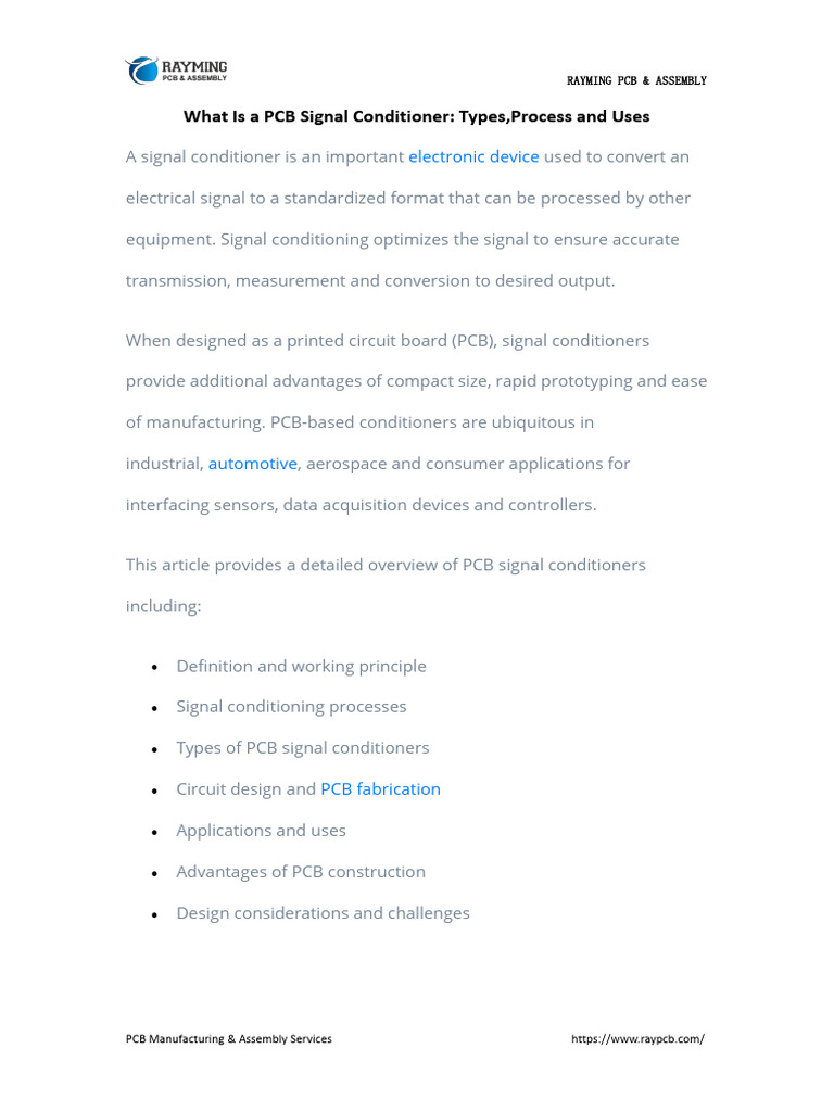 What Is A PCB Signal Conditioner Types, Process and Uses | PDF ...