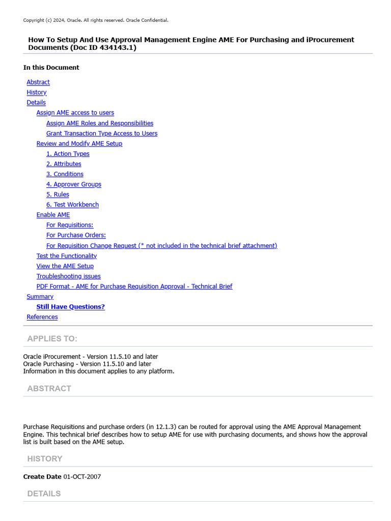 AME - Setup For Purchasing & IProcurement - 434143.1 | PDF | Databases | Information Retrieval