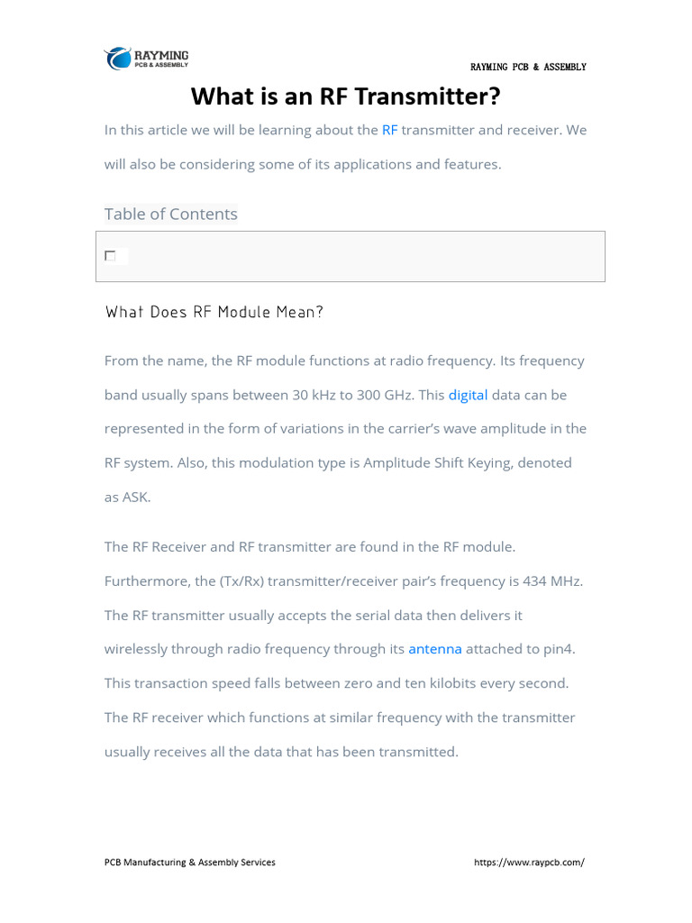 What Is An RF Transmitter | PDF | Transmitter | Radio