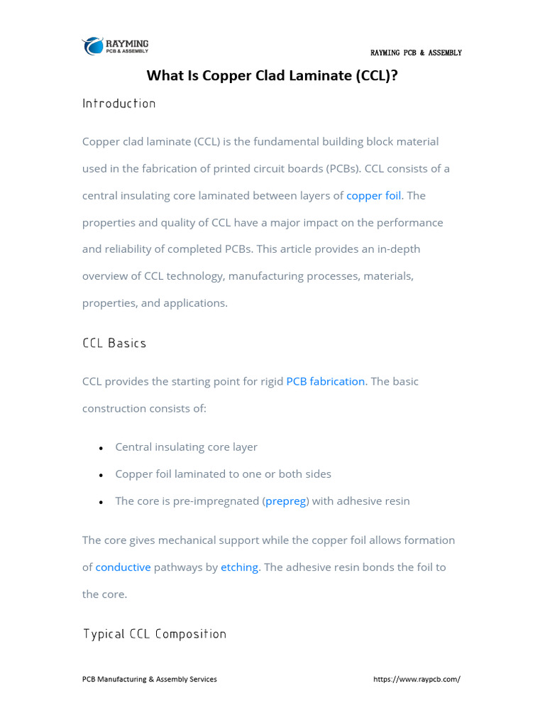 Understanding Copper Clad Laminate (CCL) | PDF | Printed Circuit Board | Lamination