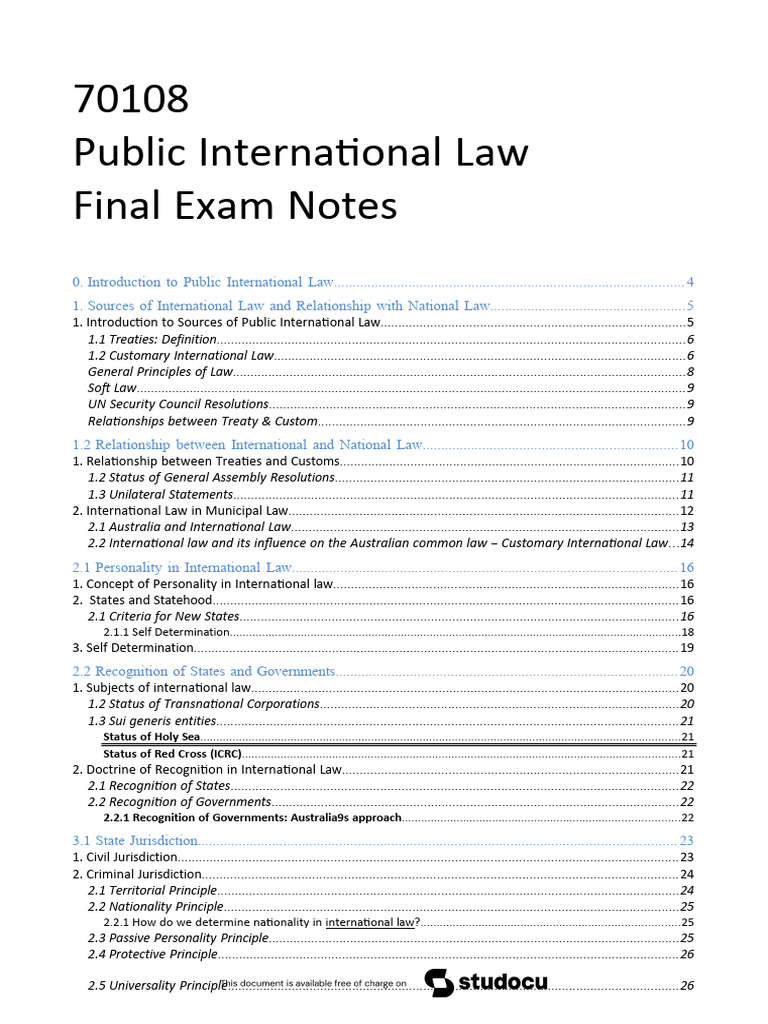 Public International Law Final Exam Notes | PDF | International Law ...