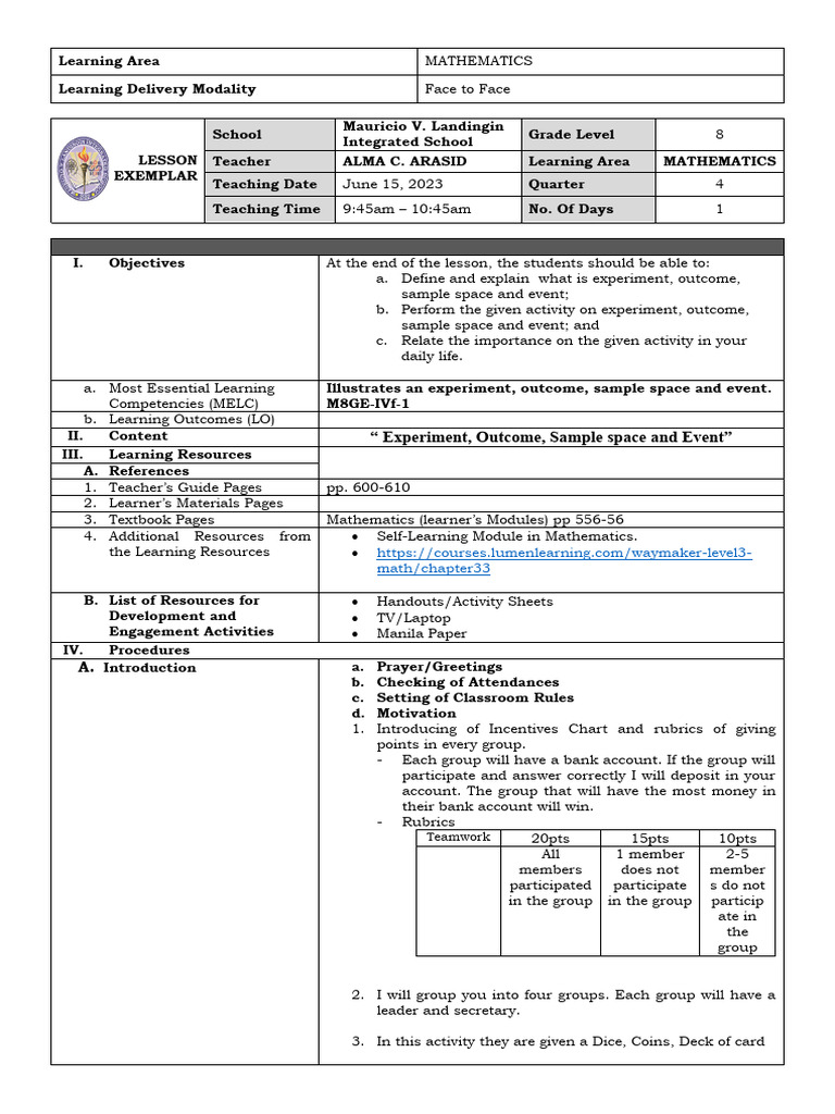 2023 Lesson Exemplaralma | Download Free PDF | Learning | Science