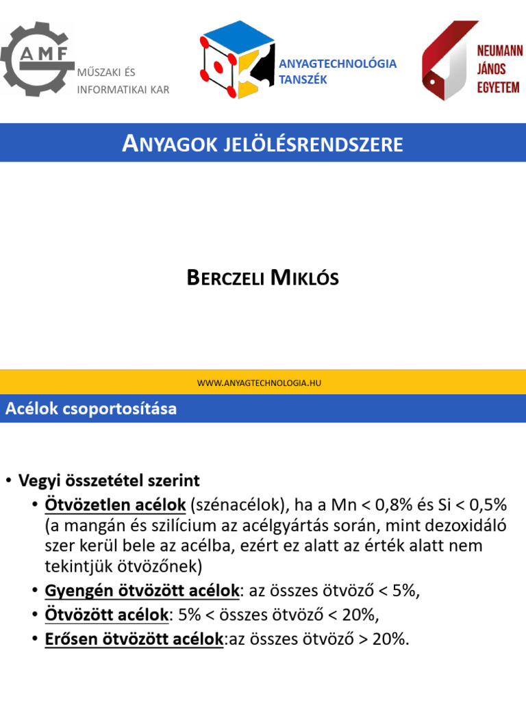 Anyagismeret Ea8 Acélok Jelölési Rendszere Pdf