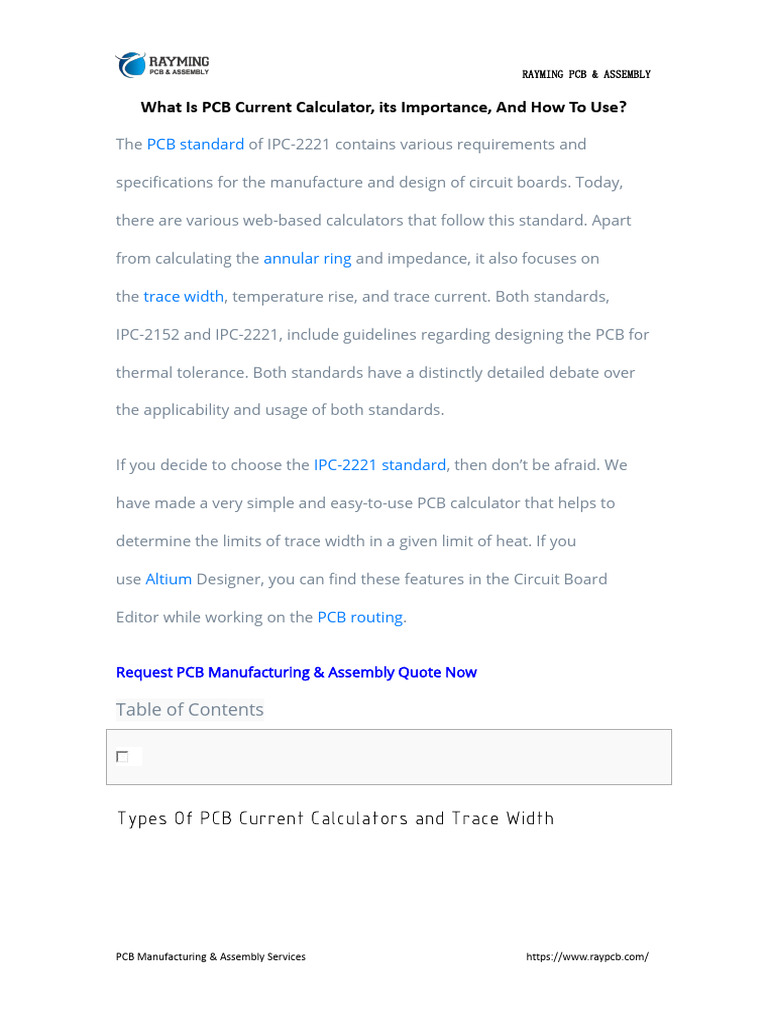 PCB Current and Trace Width Calculator | PDF | Printed Circuit Board ...