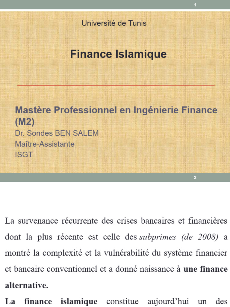 Chapitre 1 Cours Finance Islamique | PDF | Responsabilité sociétale des ...
