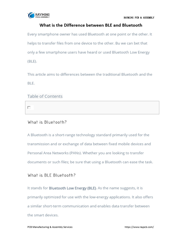 What Is The Difference Between BLE and Bluetooth | PDF | Bluetooth | Telecommunications