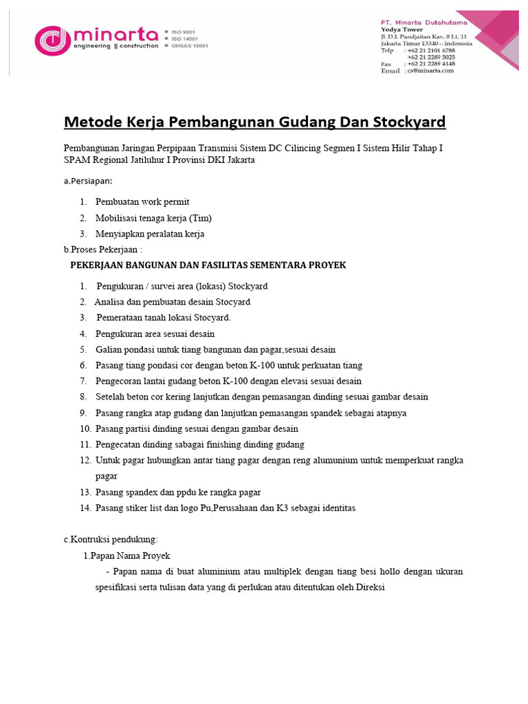 Metode Pembangunan Stockyard Proyek | PDF | Teknologi & Rekayasa