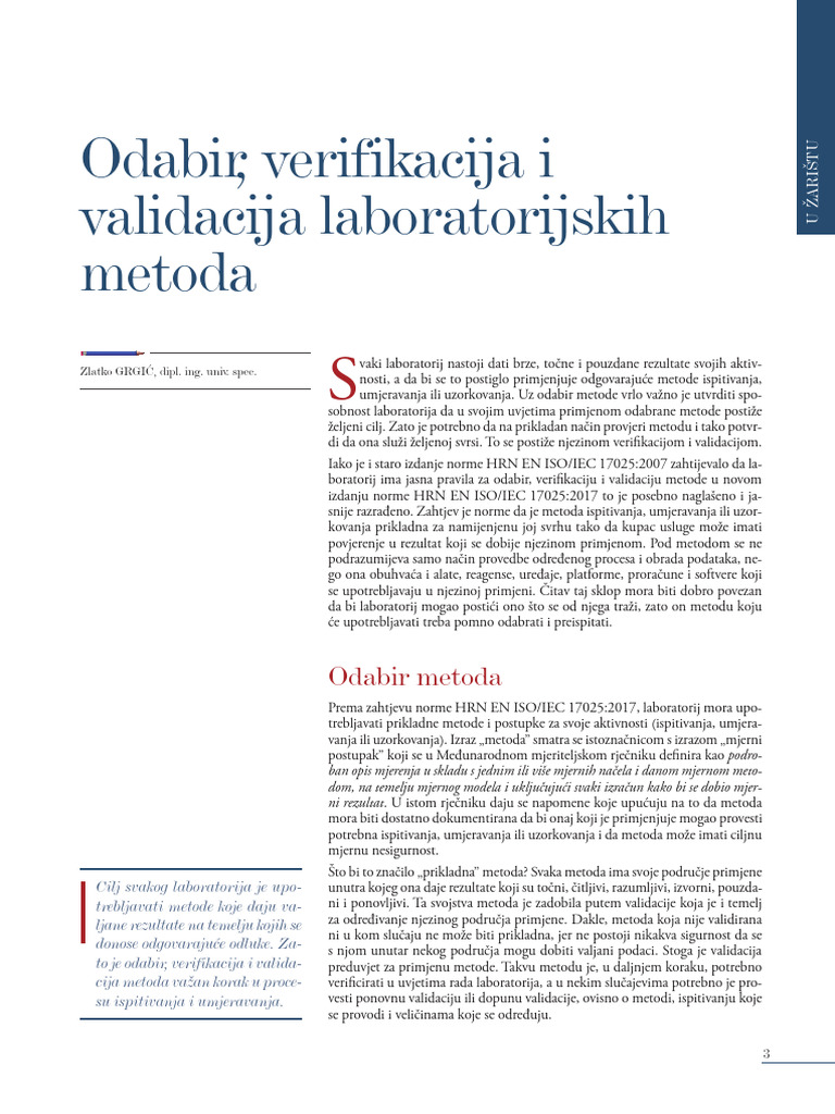 Odabir Verifikacija I Validacija Laboratorijskih Metoda | PDF