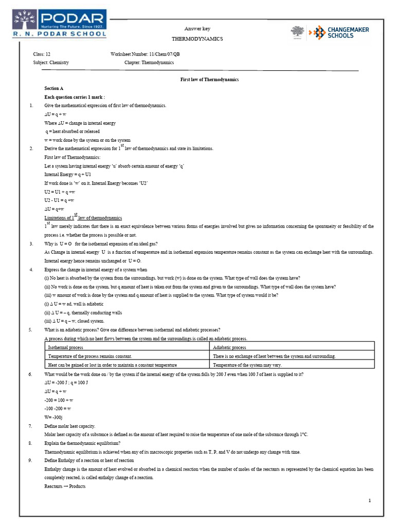 Thermodynamics 2023 2024 | PDF | Heat | Enthalpy