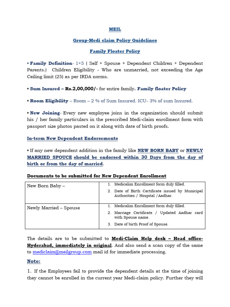 Group-Medi Claim Policy Guidelines | PDF | Service Industries