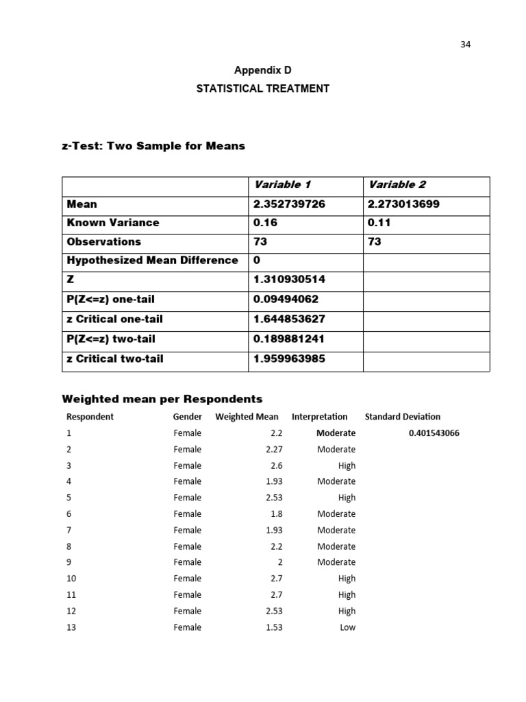 Stats Treatment Sample | PDF | Statistics | Probability And Statistics