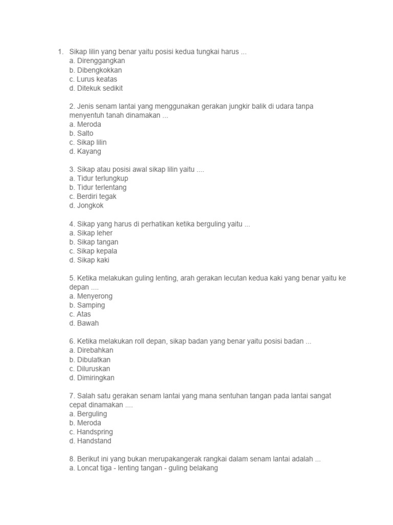 Latihan Soal Senam Lantai | PDF