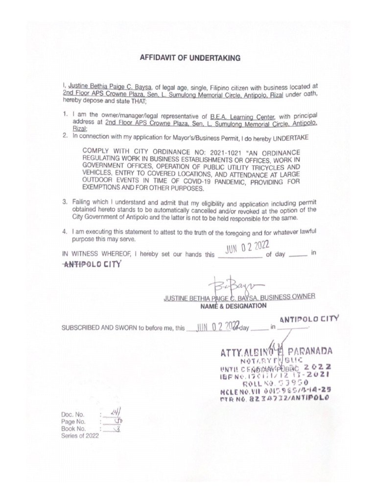Affidavit Sample | PDF