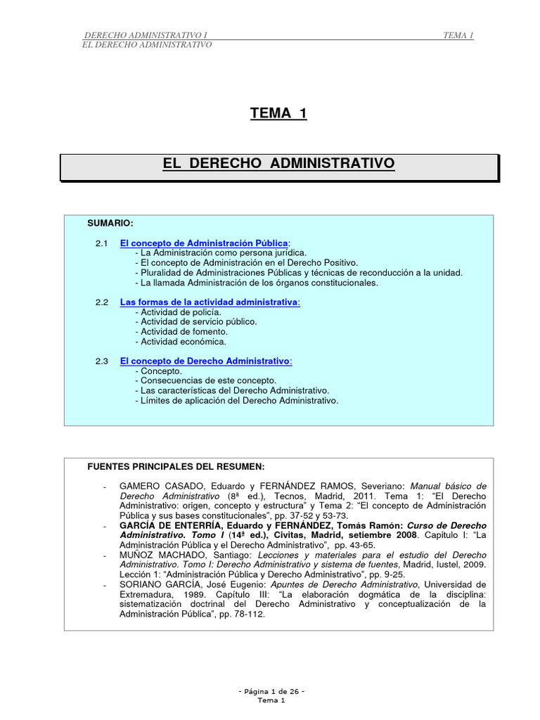 Tema 1-Derecho Admin | PDF | Ley administrativa | Judicaturas