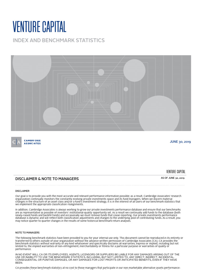 Manager Venture Capital Benchmark Book 2019 Q2 | PDF | Stock Market ...