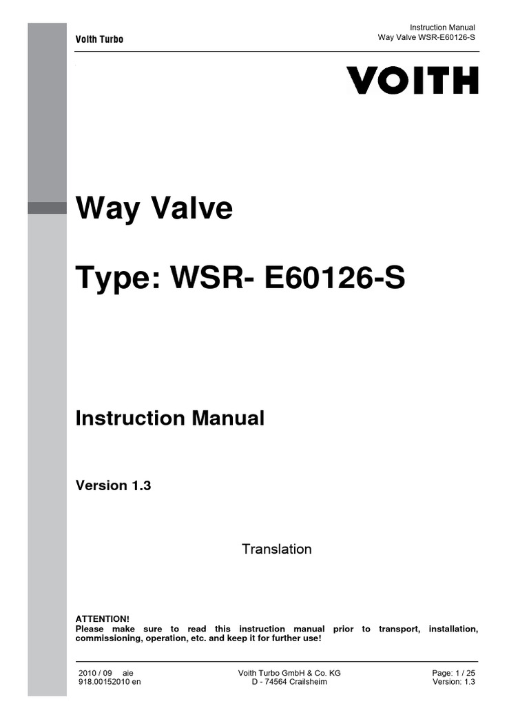 Manua Voith - WSR-E60126-S | PDF | Valve | Pipe (Fluid Conveyance)