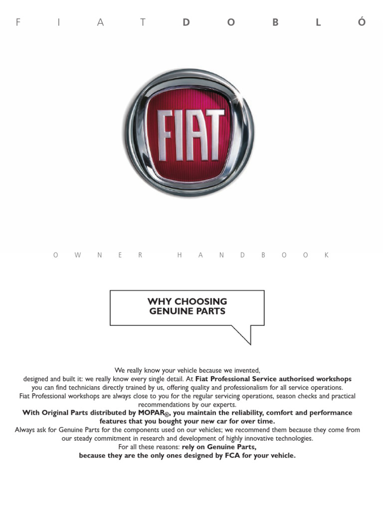 Fiat Doblo Panorama 2016 Owner's Manual | PDF | Trunk (Car) | Door