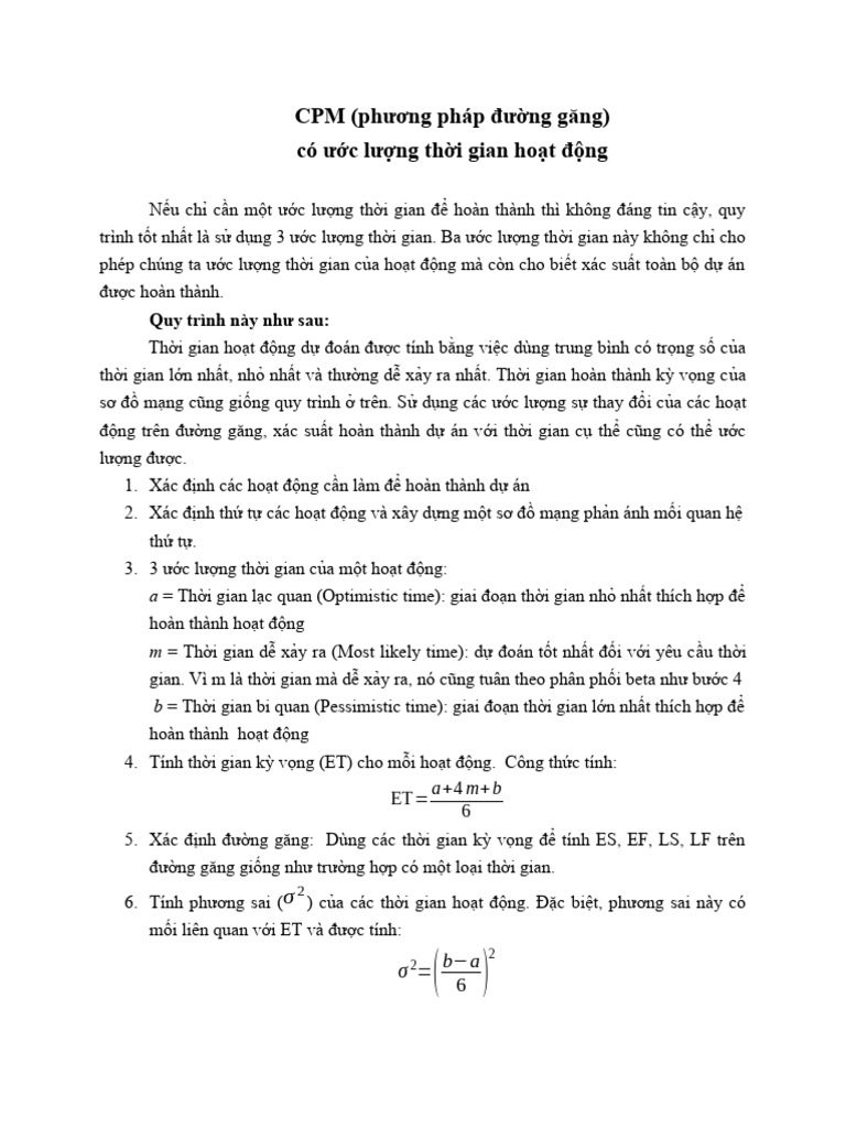CPM (Phương Pháp Đư NG Găng) Có Ư C Lư NG TH I Gian Ho T Đ NG | PDF