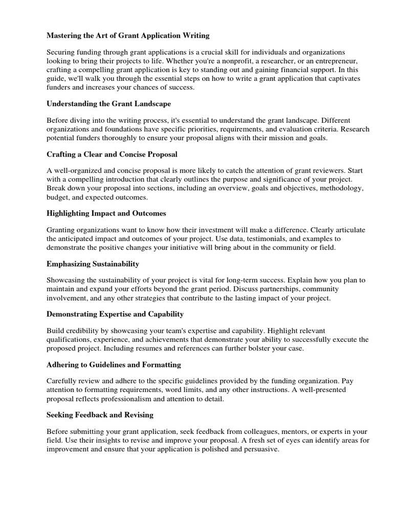 Grant Application Writing Guide | PDF | Grant Writing | Request For ...
