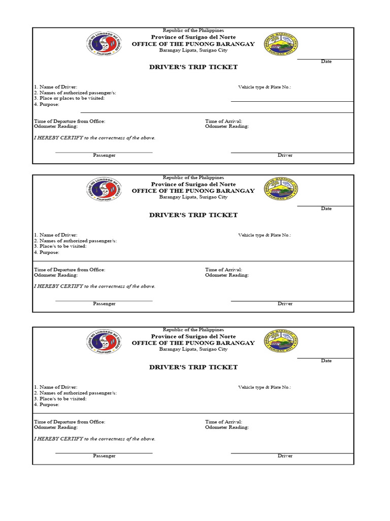 Appendix 13 - Vehicle Trip Ticket | Download Free PDF | Transport ...