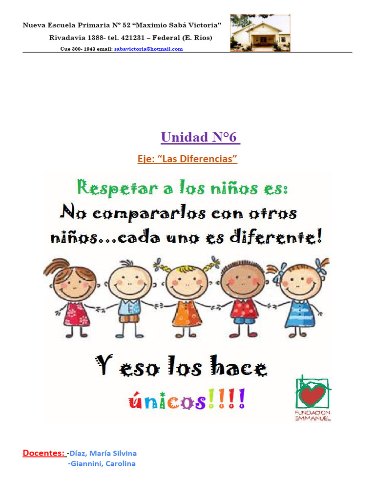 Unidad Educativa: Las Diferencias en Niños | PDF | Educación primaria