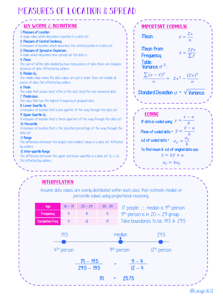A Level Stats 3 Measures of Location Spread | PDF | Median | Statistics