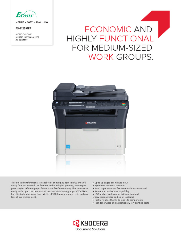 Kyocera fs1125 | PDF | Fax | Printer (Computing)