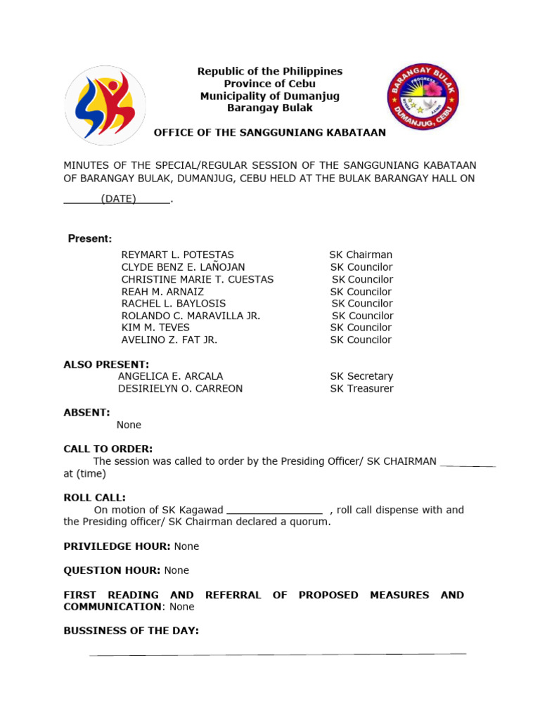 Minutes of SECRETARY Format | PDF | Separation Of Powers | Group ...