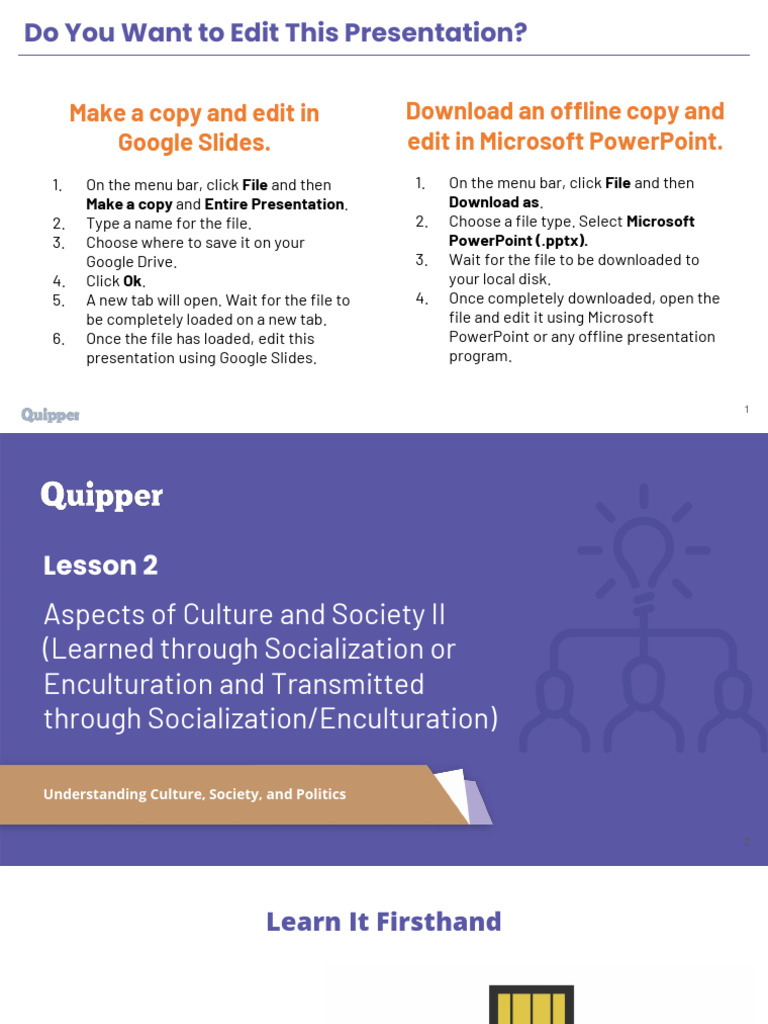 UCSP L2 Aspects of Culture and Society II Learned Through Socialization or Enculturation and ...